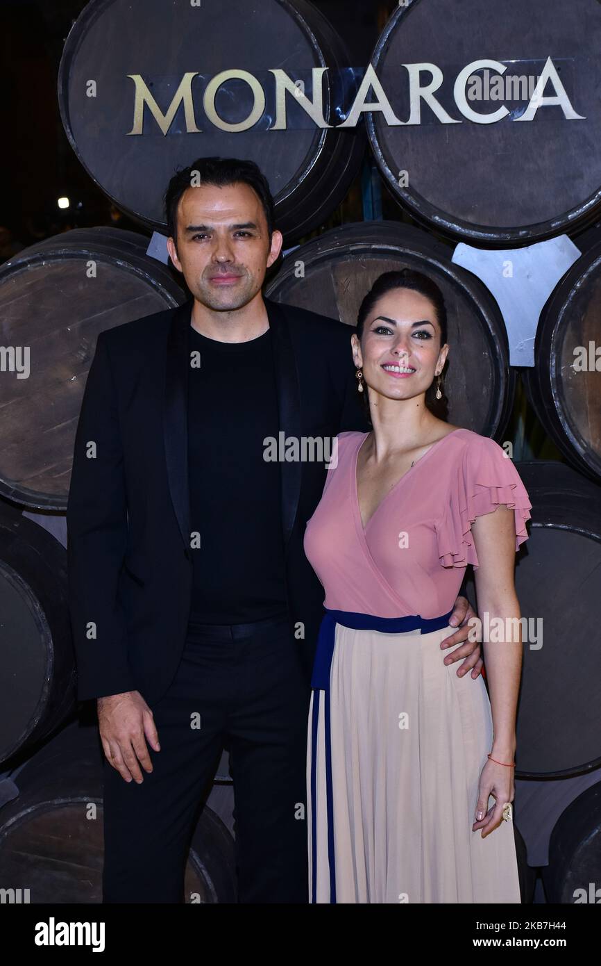 Fernando Rovzar, Barbara Mori poses for photos during a red carpet of ...