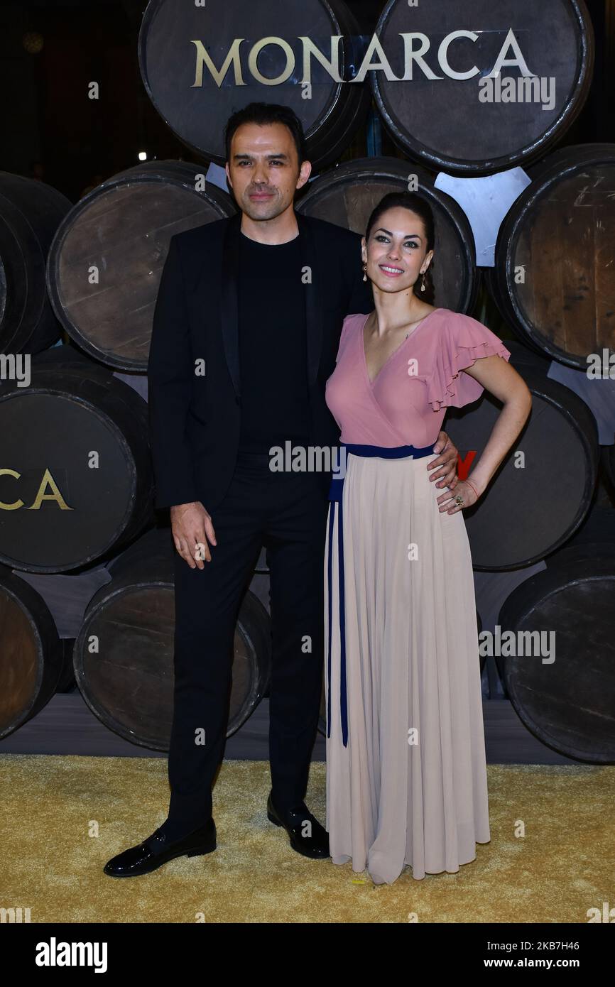 Fernando Rovzar, Barbara Mori poses for photos during a red carpet of ...