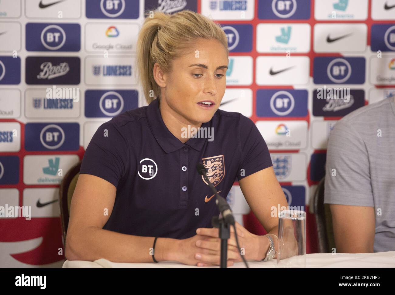 Durham, England October 4th Steph Houghton answers questions during the ...