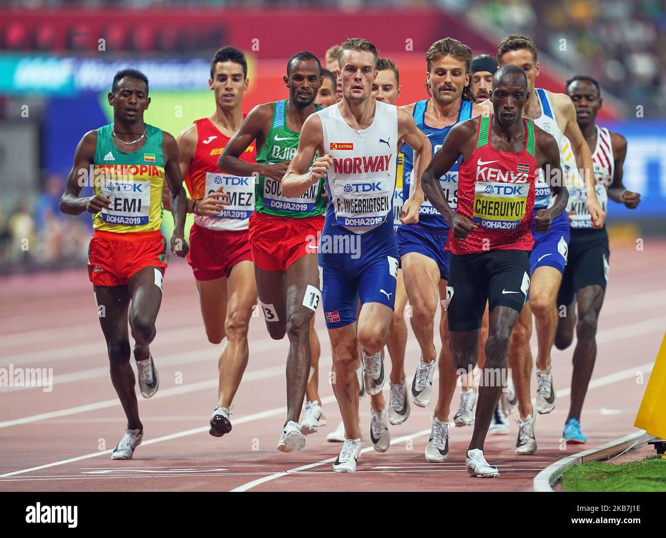 Filip Ingebrigtsen of Norway and Timothy Cheruiyot of Kenya competing ...