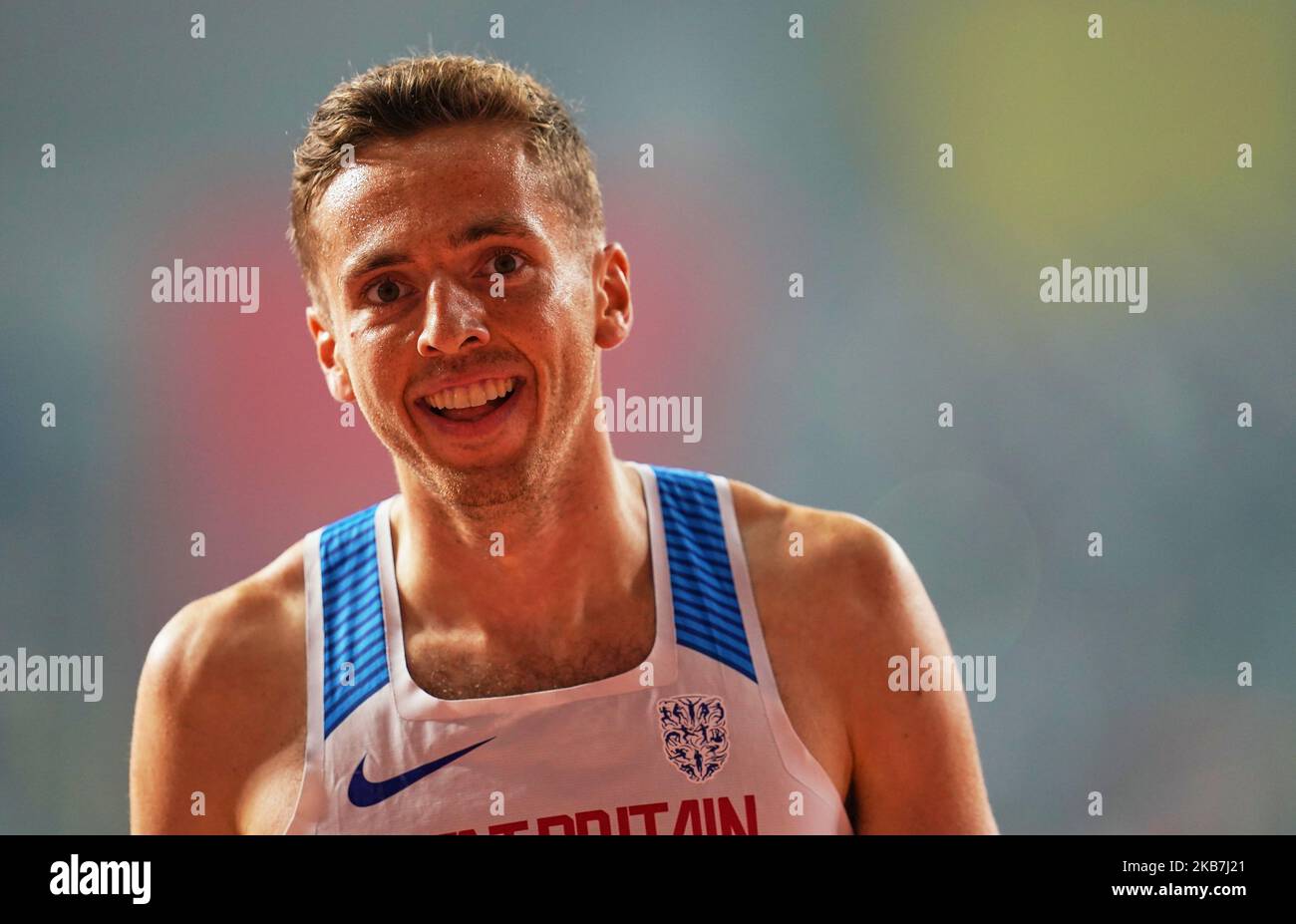 Neil Gourley of United Kingdom competing in the 1500 meter for men ...