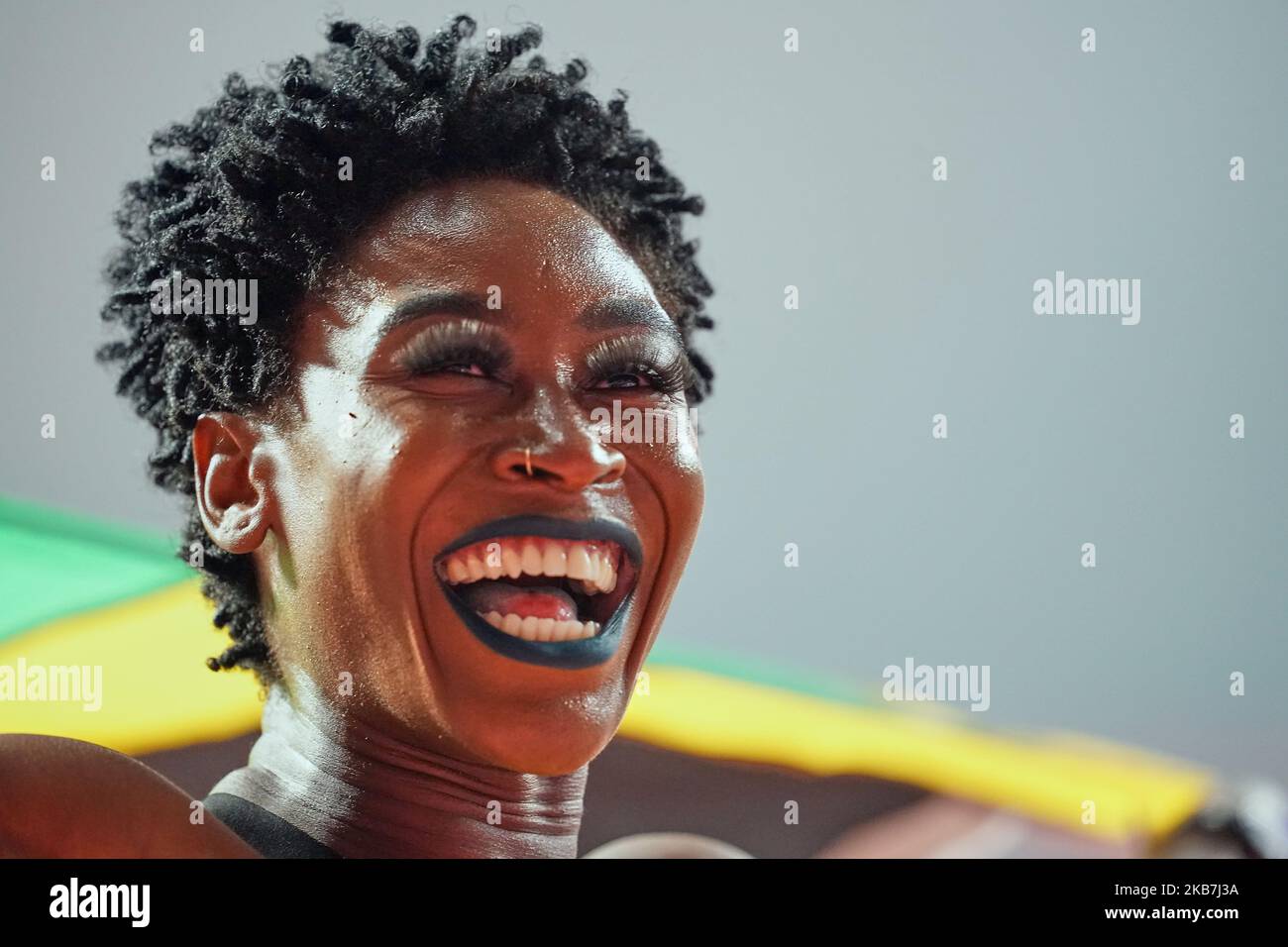 Rushell Clayton of Jamaica in the 400 meter hurdles for women during ...