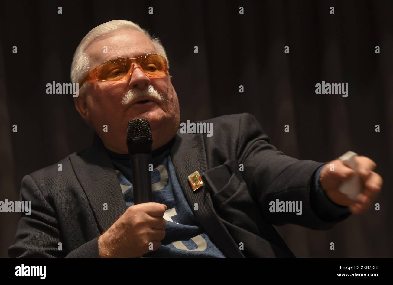 Lech Walesa, the first democratically-elected President of Poland, seen ...