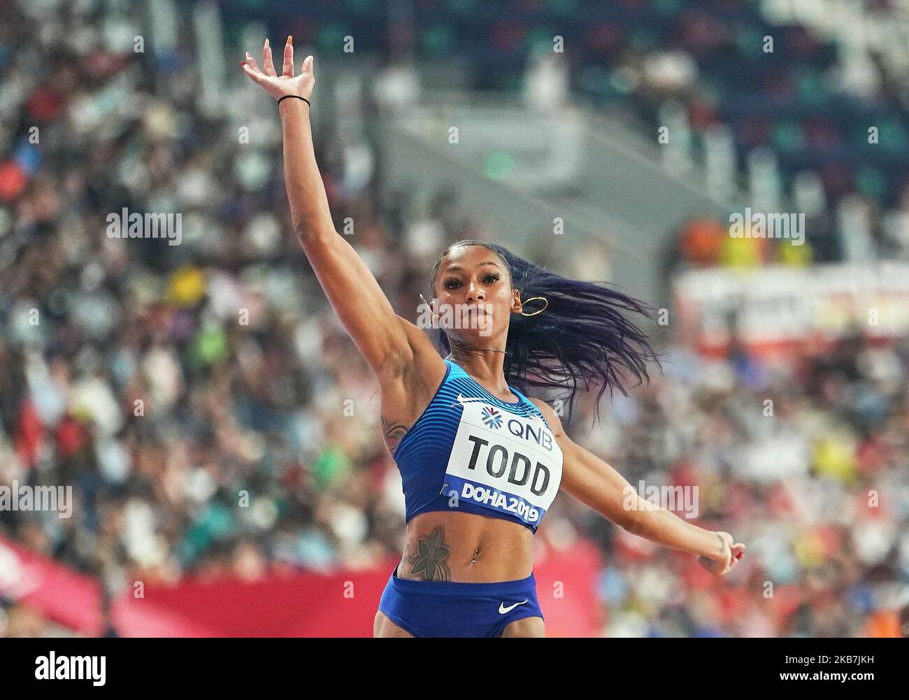 Jasmine Todd of United States competing in long jump for women during ...
