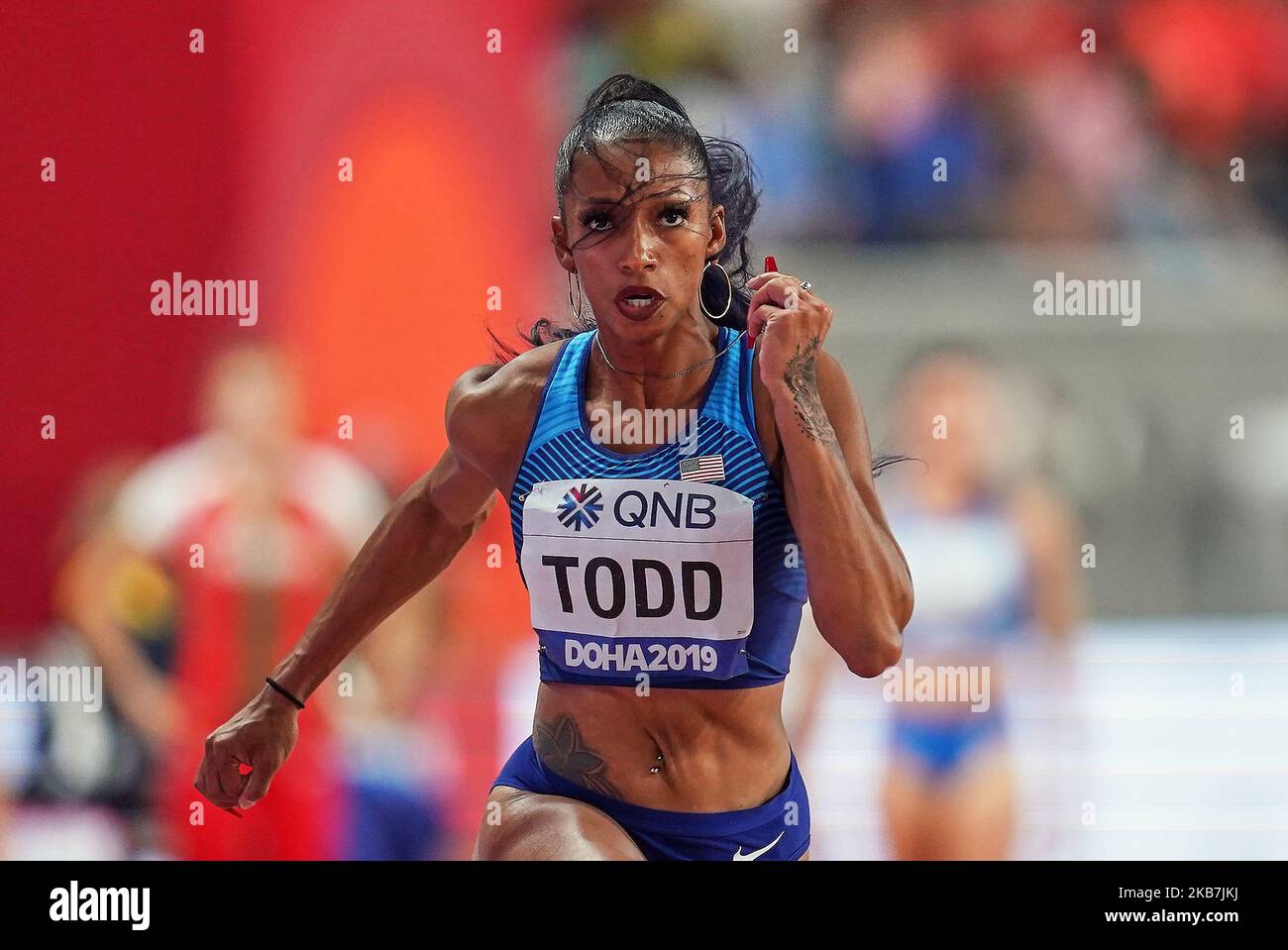 Jasmine Todd of United States competing in long jump for women during ...