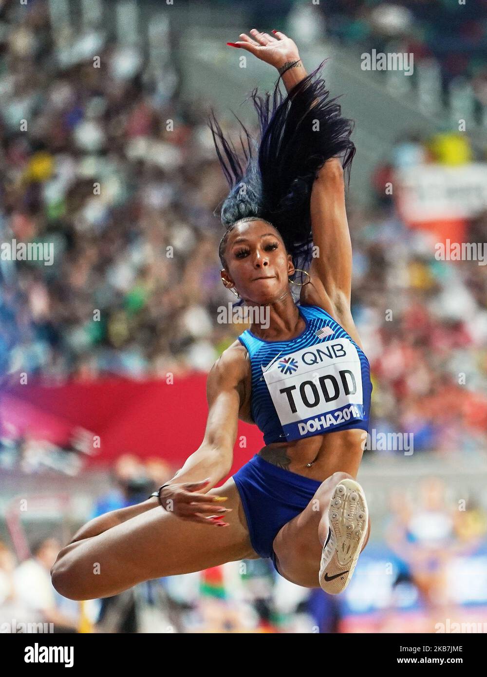 Jasmine Todd of United States competing in long jump for women during ...