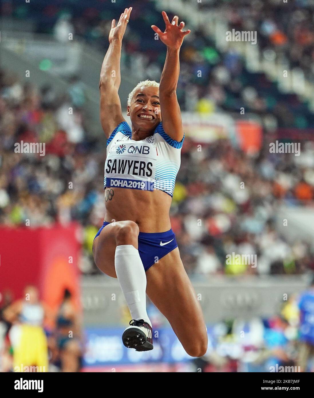 Sha'keela Saunders of United States competing in long jump for women ...