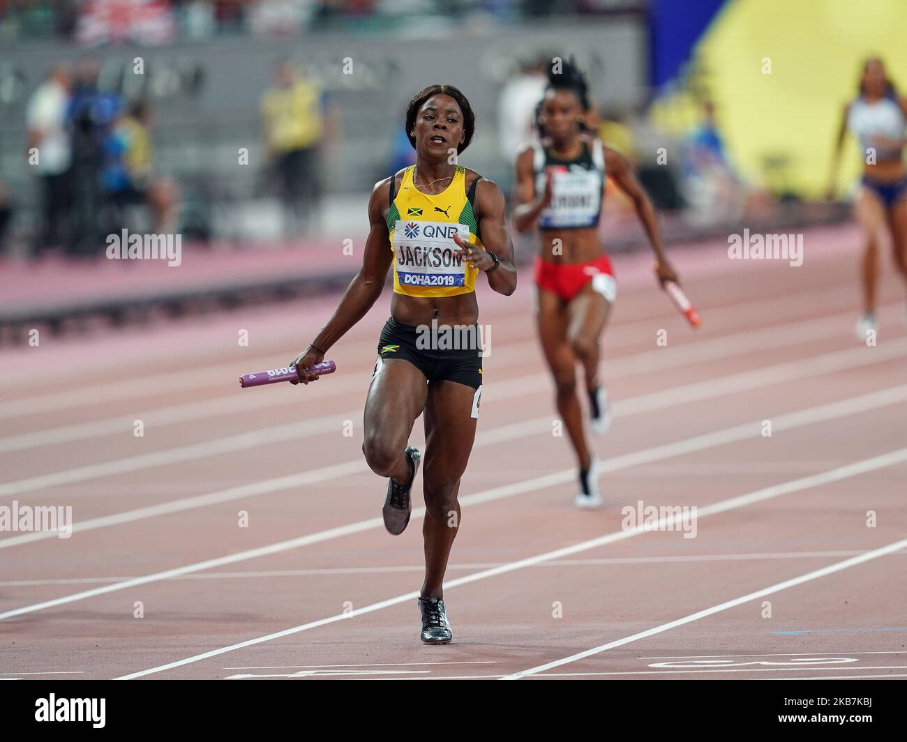 Shericka Jackson of Jamaica winning gold to Jamaica in 4 times 100 ...