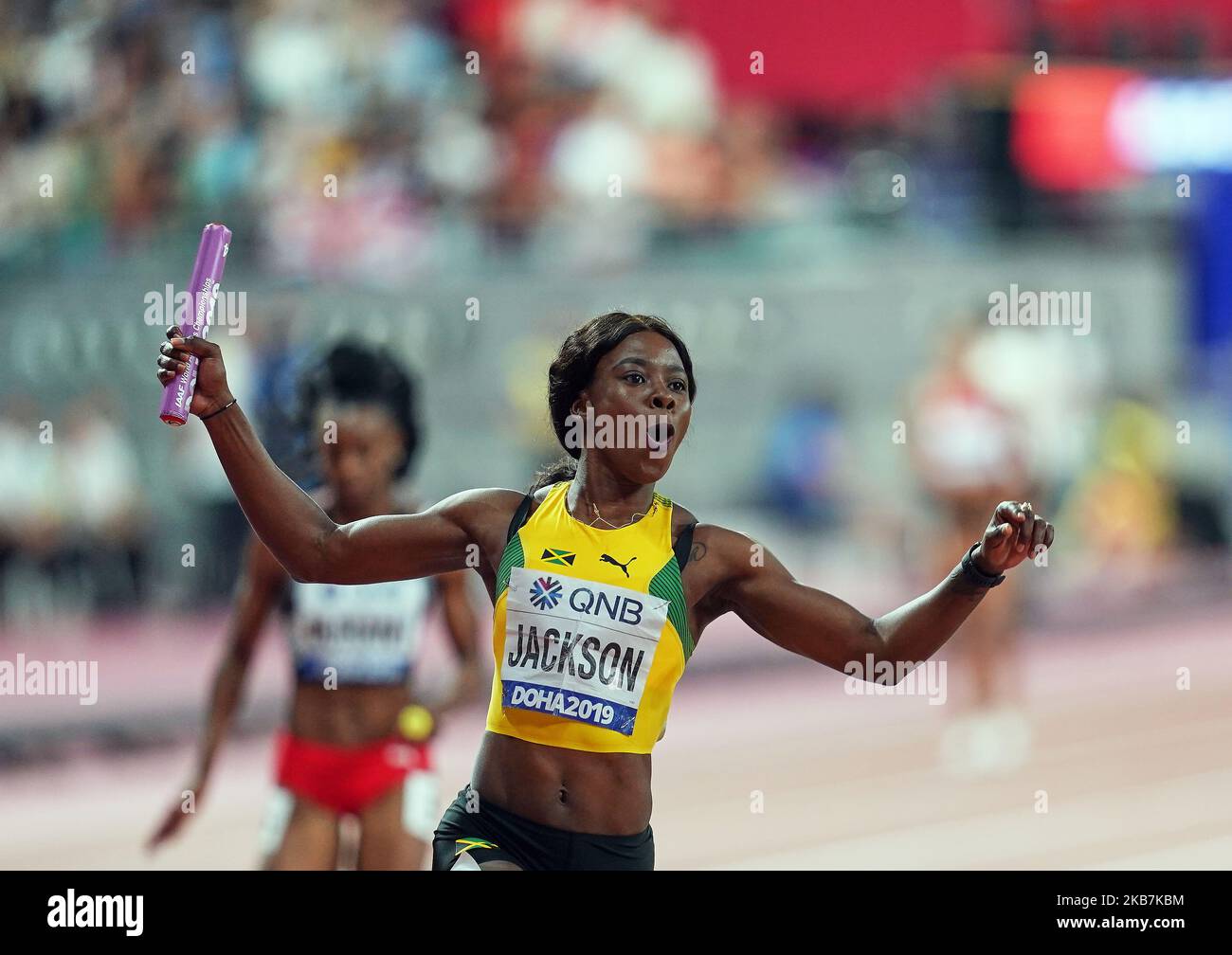 Shericka Jackson of Jamaica winning gold to Jamaica in 4 times 100 ...
