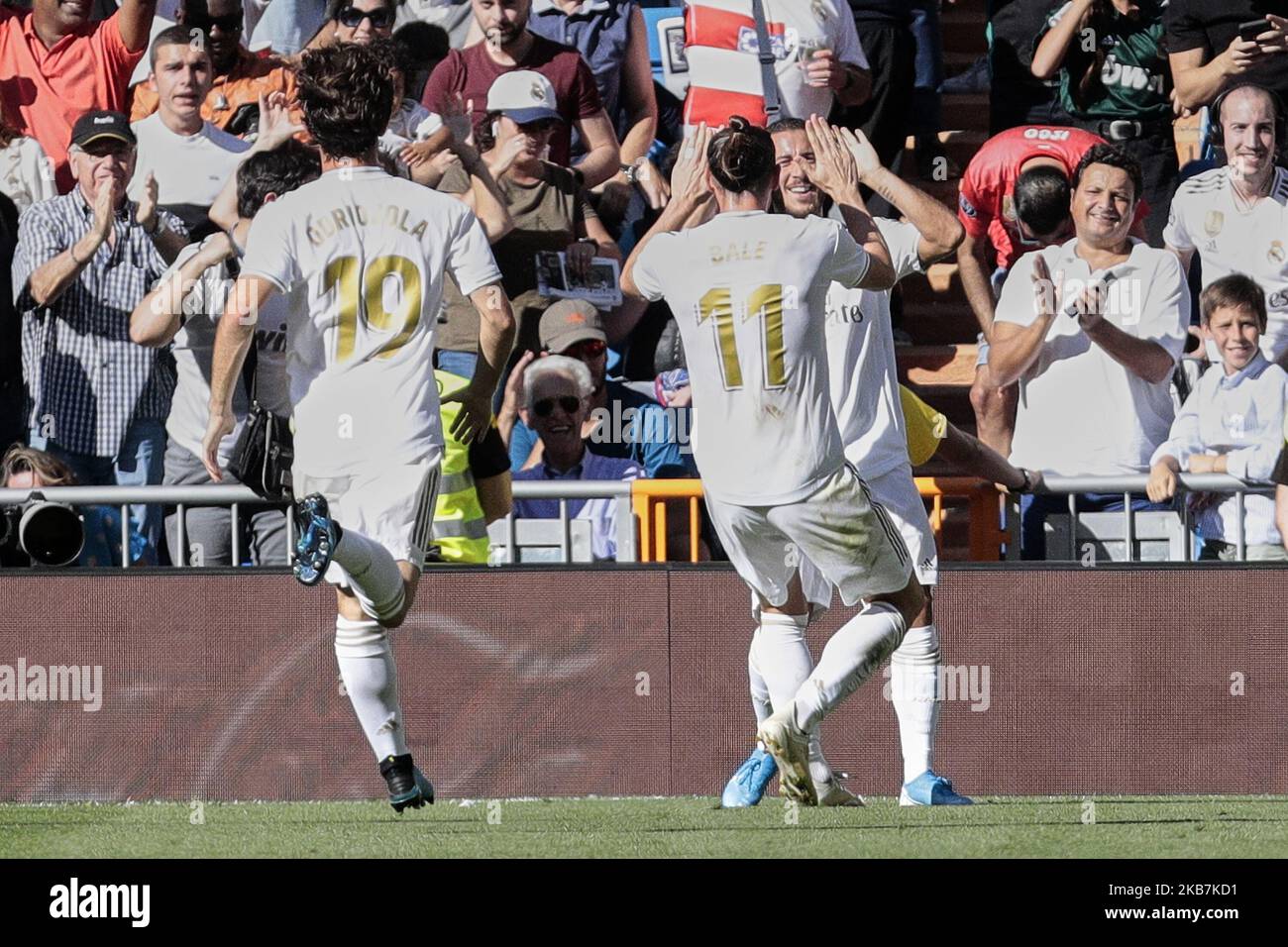 Players of Real Madrid celebrate goal during La Liga match between Real ...