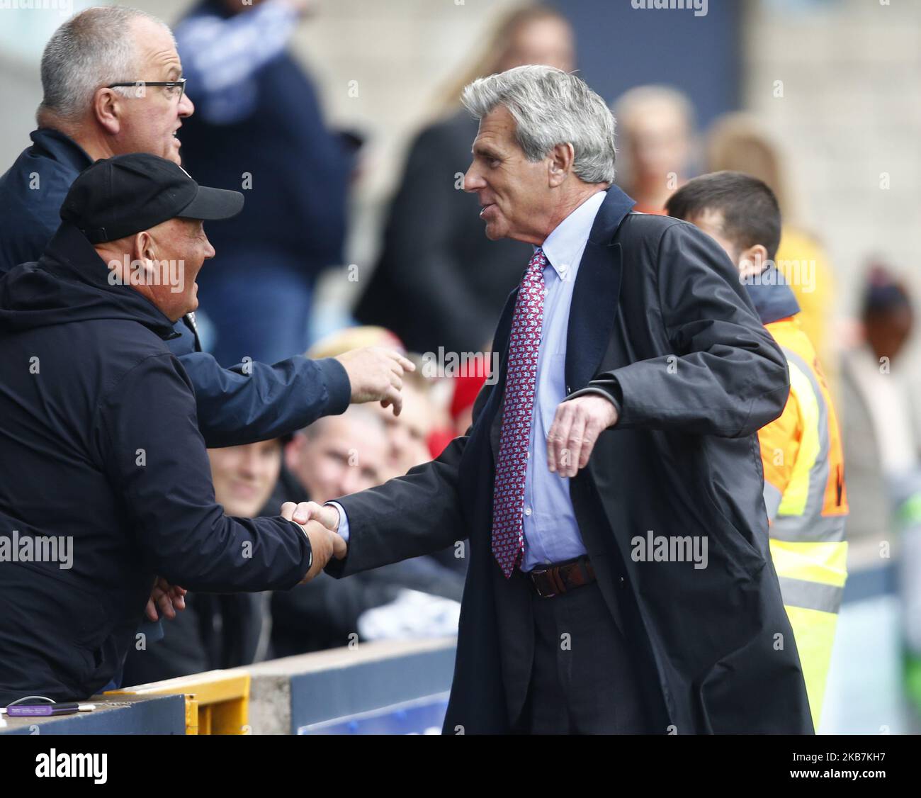 Chairman John Berylson of Millwall shanks hands with Millwall Fans ...