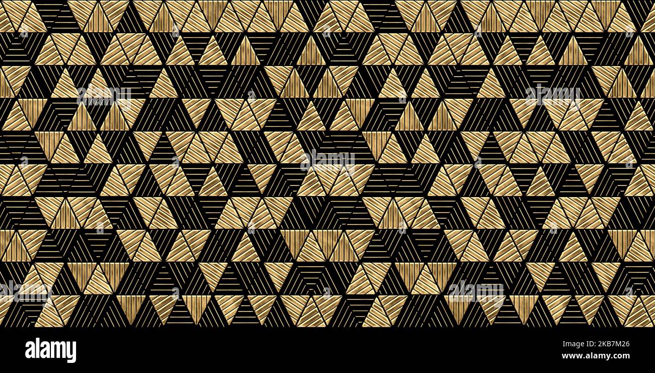 Seamless golden geometric triangle line pattern. Vintage abstract gold ...