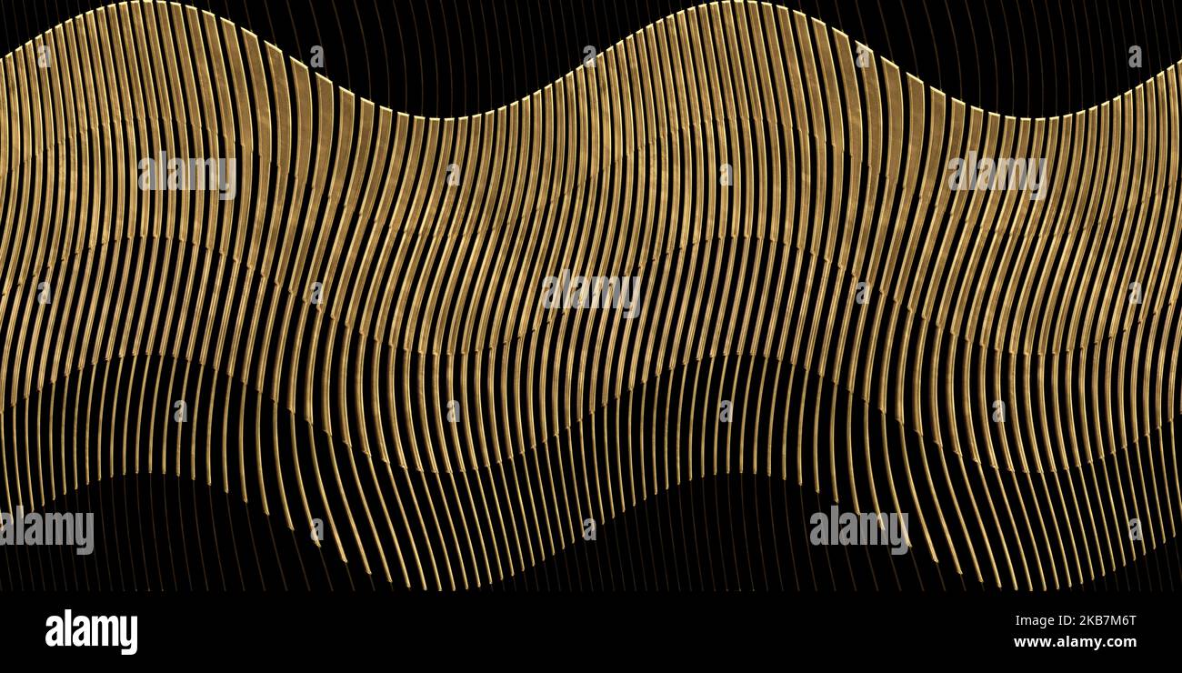 Seamless golden striped wave pattern. Vintage abstract gold plated ...