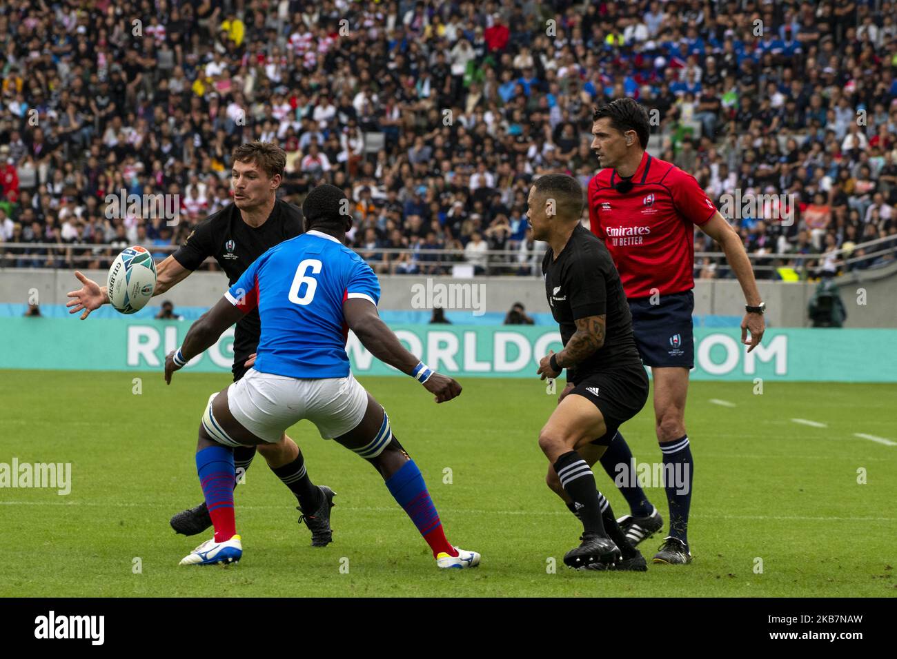 George Bridge of New Zealand in action during the Rugby World Cup 2019 ...