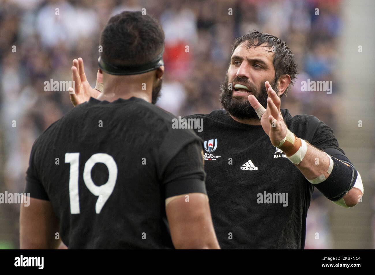 All Blacks captain Sam Whitelock reacts during the Rugby World Cup 2019 ...