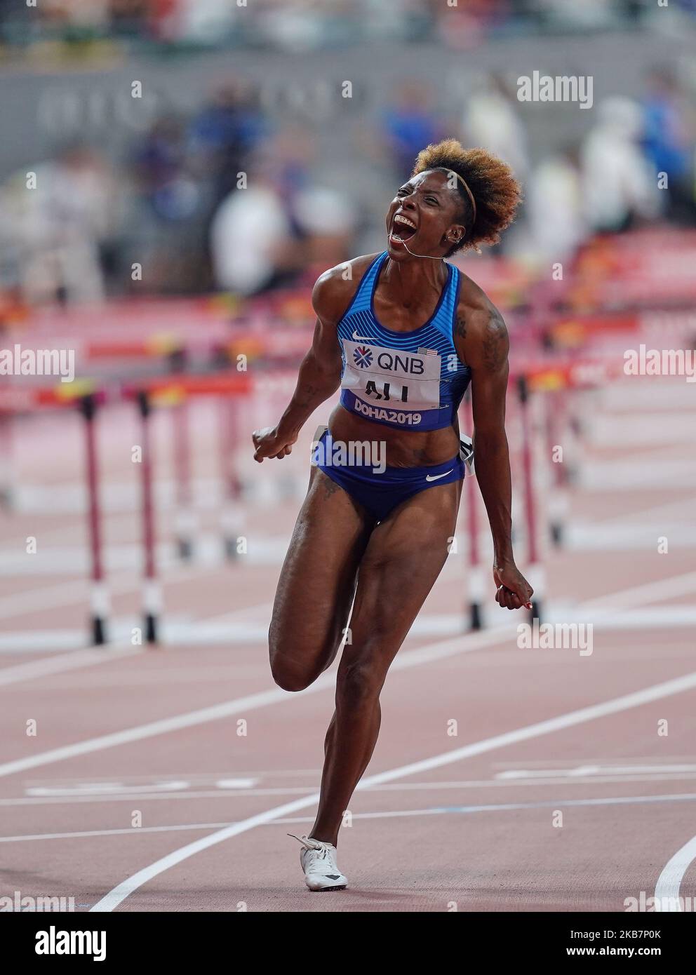 Nia Ali of United States winning in the 100 meter hurdles for women ...