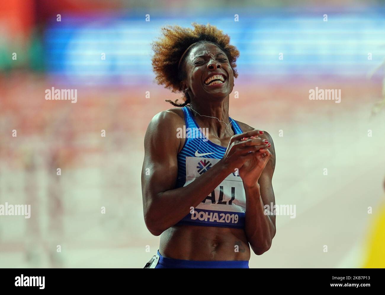 Nia Ali of United States winning in the 100 meter hurdles for women ...