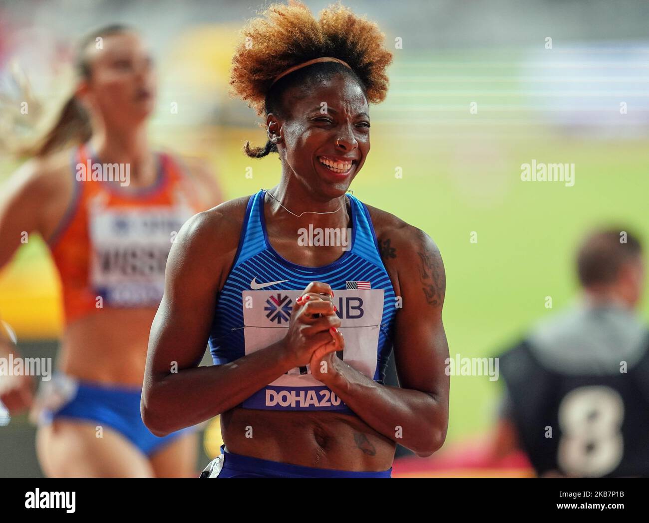 Nia Ali of United States winning in the 100 meter hurdles for women ...