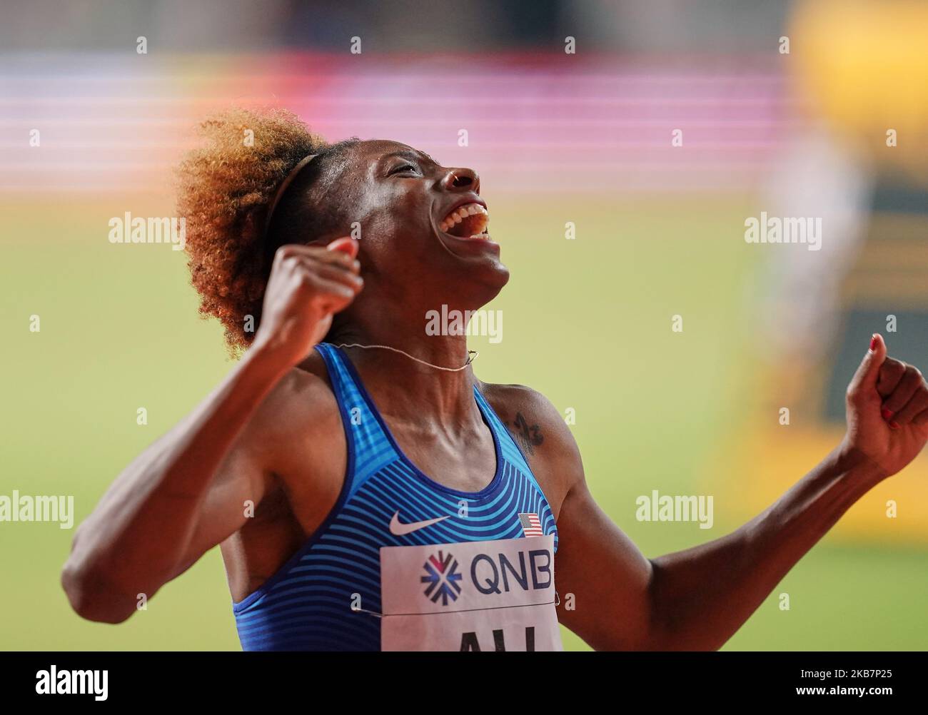 Nia Ali of United States winning in the 100 meter hurdles for women ...