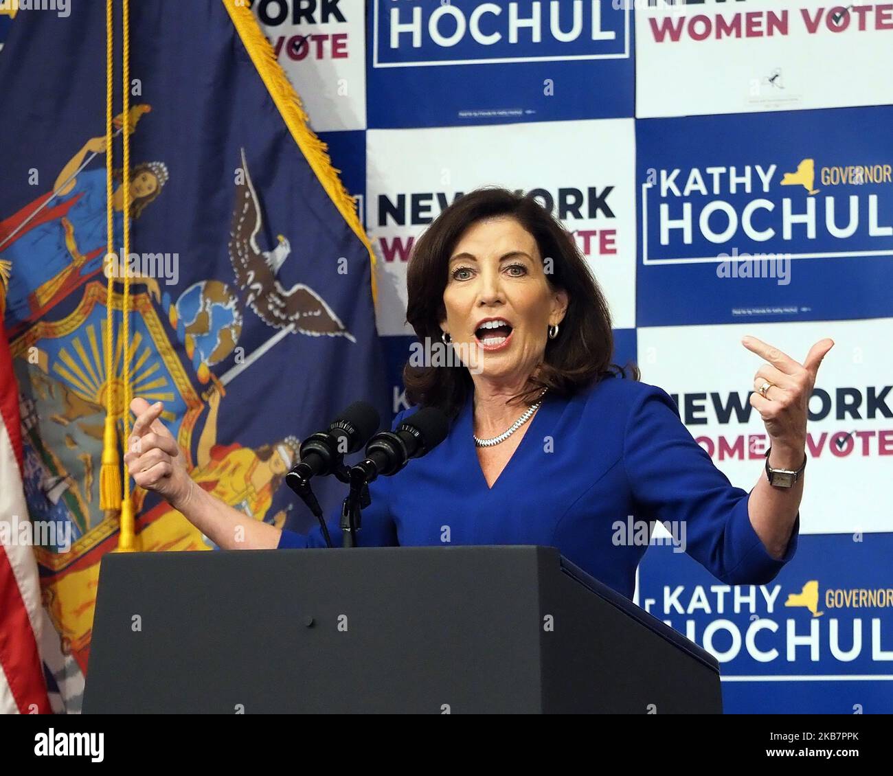 New York, NY, USA. 3rd Nov, 2022. New York Governor Kathy Hochul speaks ...