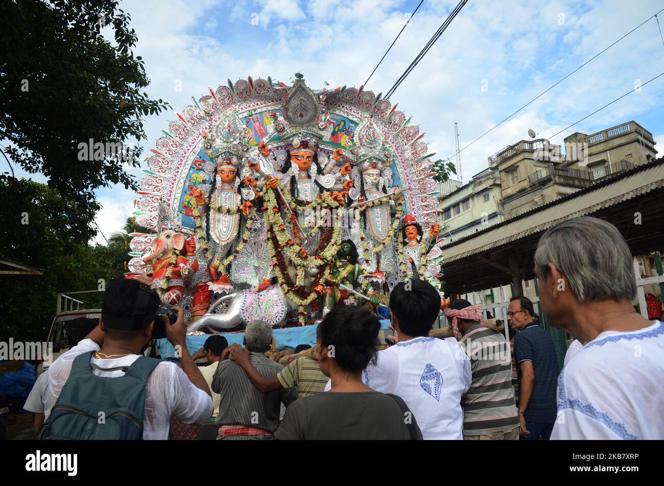 Indian Hindu devotees carried out the idol goddess Durga for immersion ...