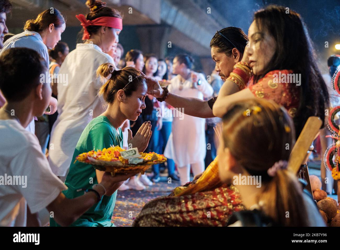 Worshippers celebrate the end of the 9-day long Navratri festival on ...