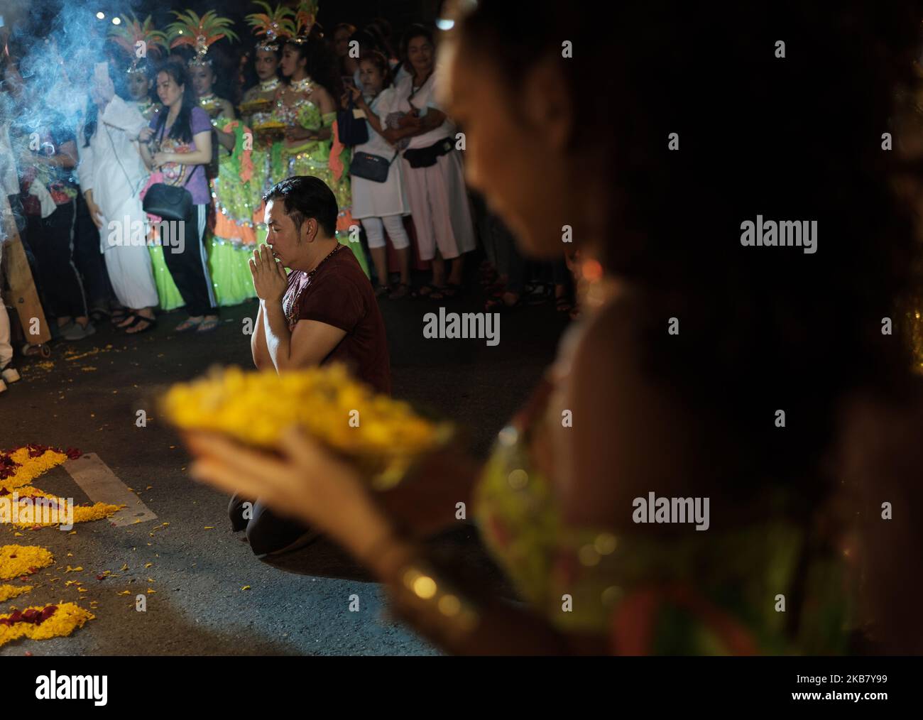 Worshippers celebrate the end of the 9-day long Navratri festival on ...