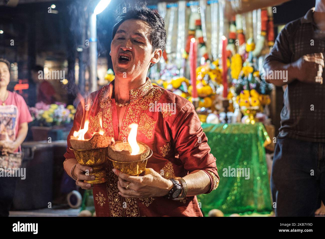 Worshippers celebrate the end of the 9-day long Navratri festival on ...