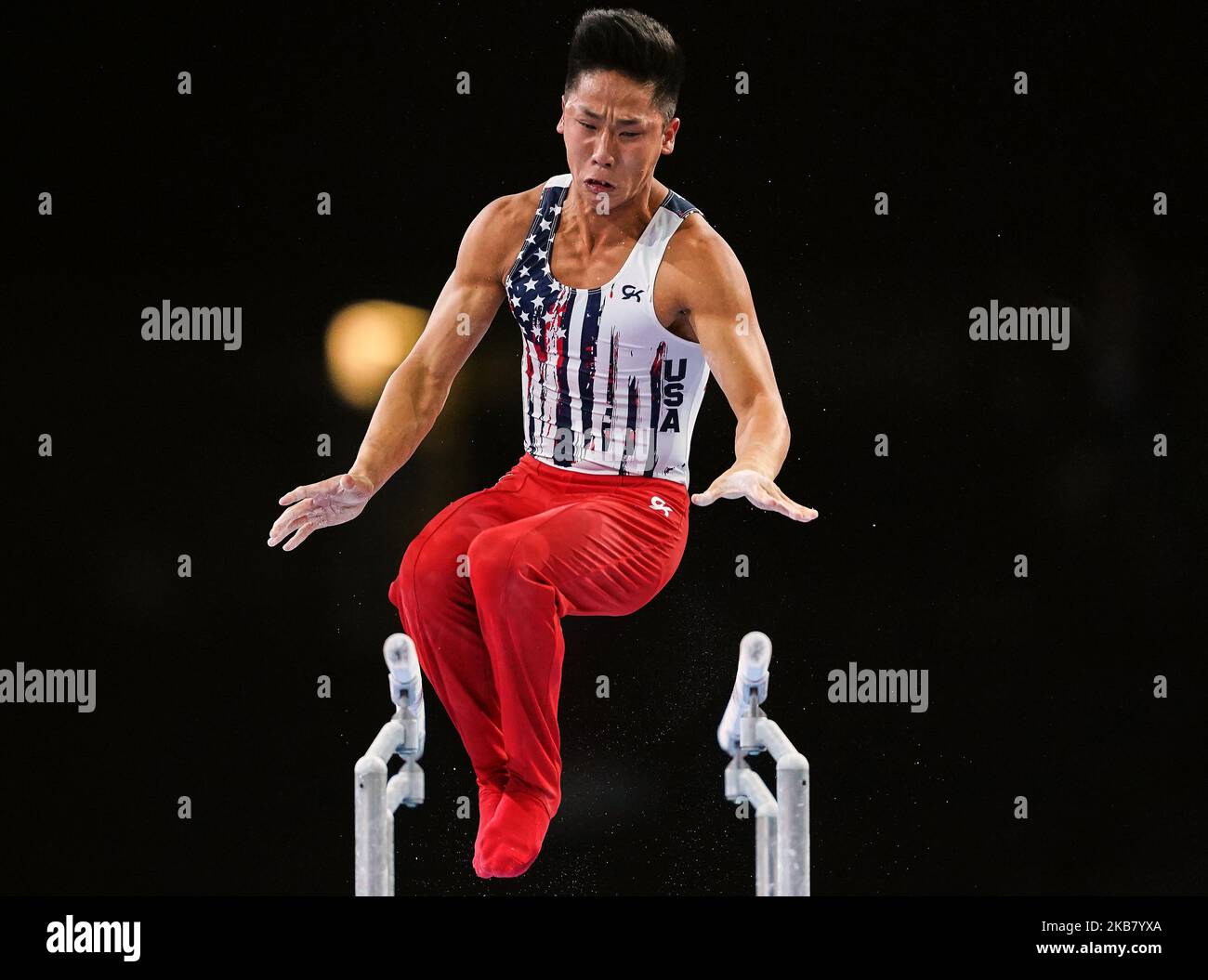 Yul Moldauer of United States of America during parallel bars for men ...