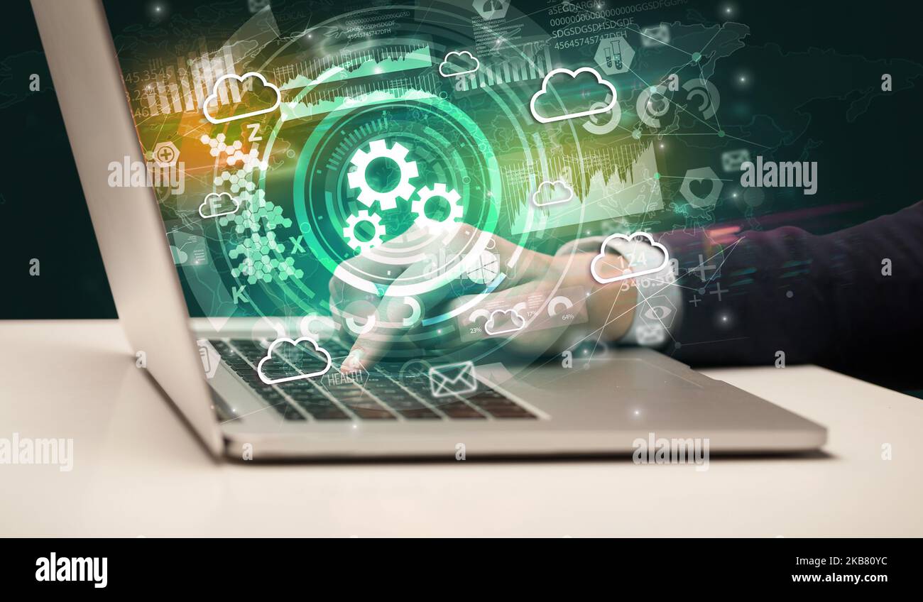 Marketing digital laptop target gear hi-res stock photography and ...
