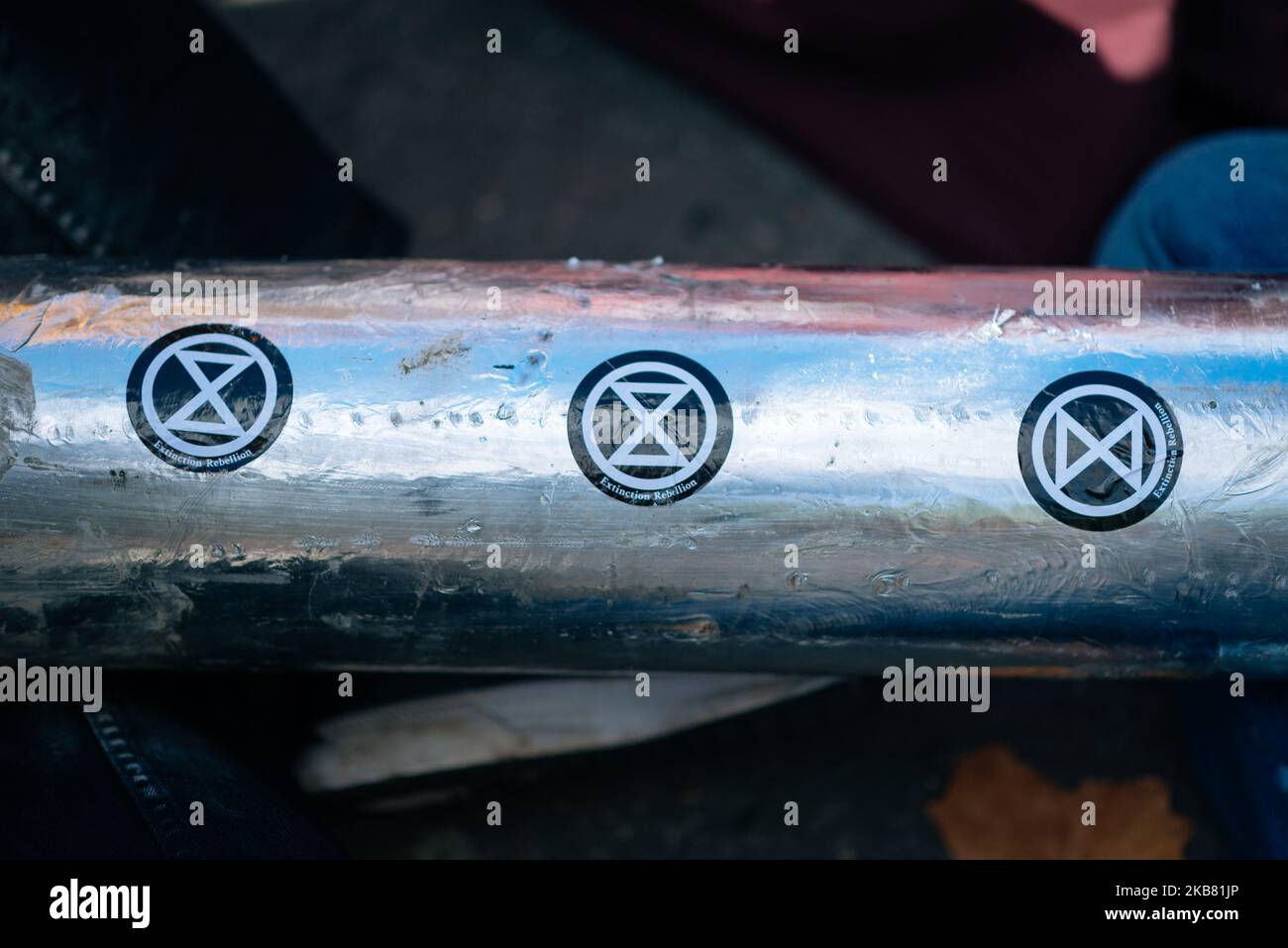 Stickers of Extinction Rebellion during the Extinction Rebellion ...