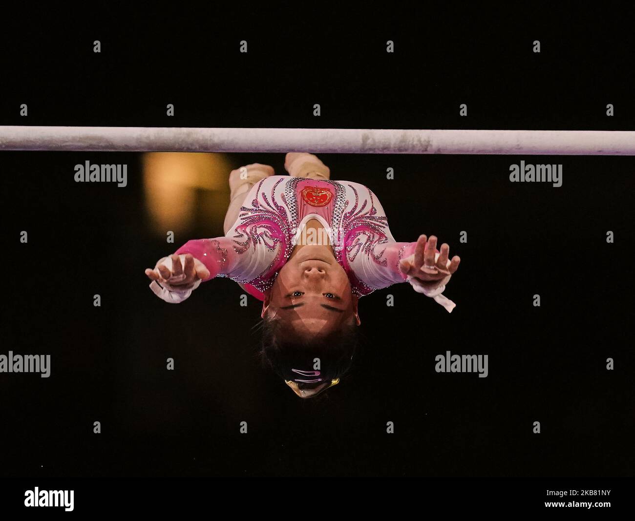 Shijia Li of China during uneven bars for women at the 49th FIG ...