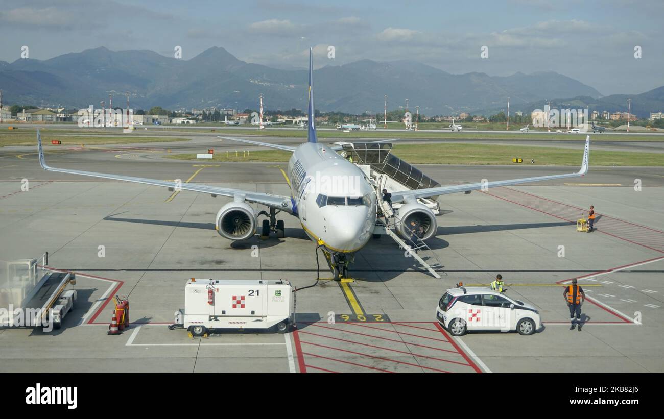 RyanAir Boeing 737-800 airplane it stands at Milan Bergamo in Milan ...