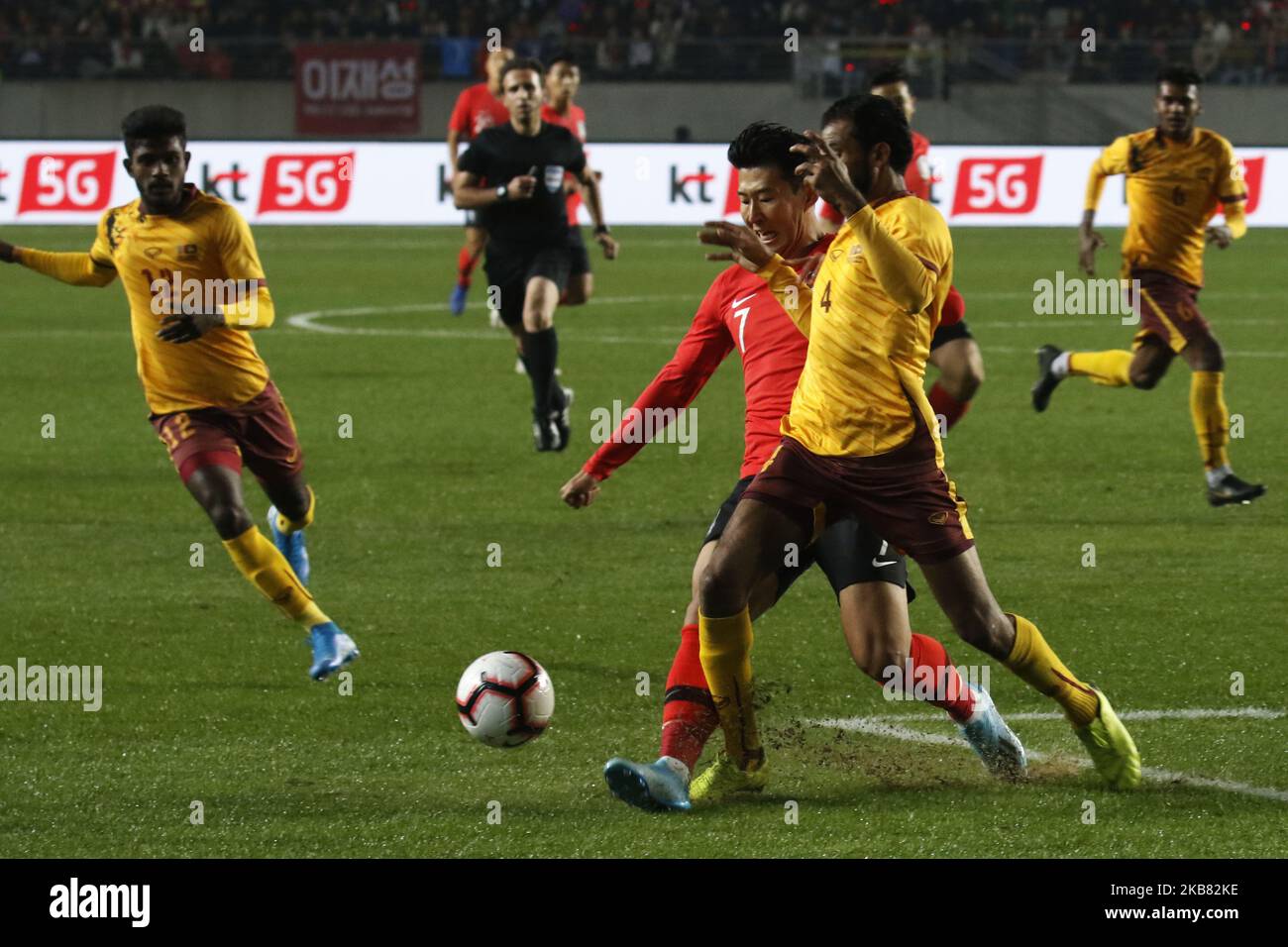 Son Heung Min of South Korea and Duckson Puslas Yogendran of Sri Lanka ...