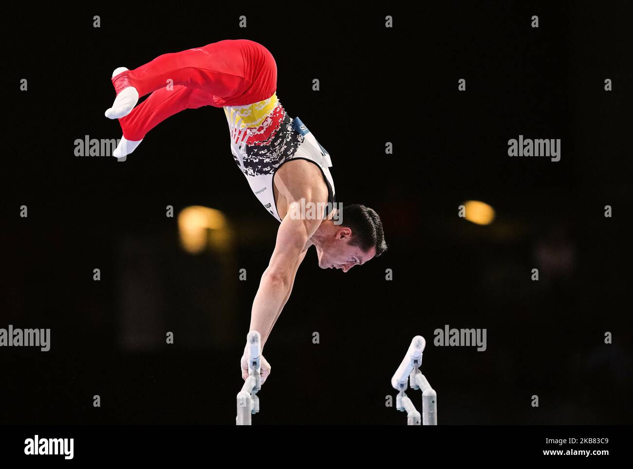 Andreas Toba of Germany during parallel bars for men at the 49th FIG ...
