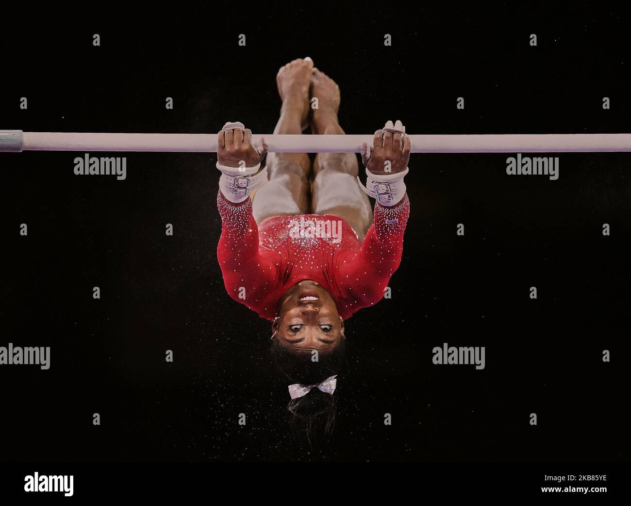 Simone Biles of United States of America during uneven bars for women ...