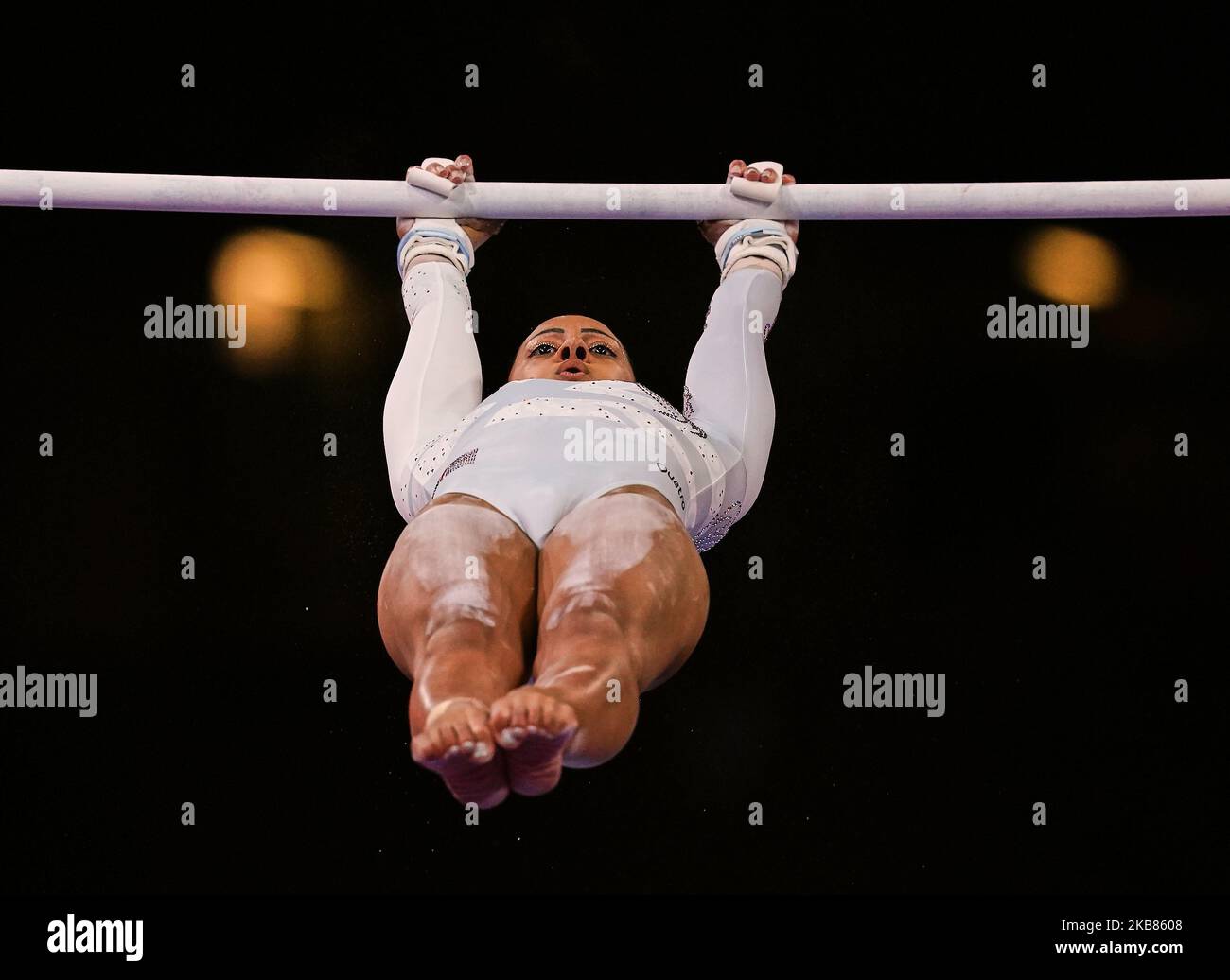Rebecca Downie of Great Britain during uneven bars for women at the ...
