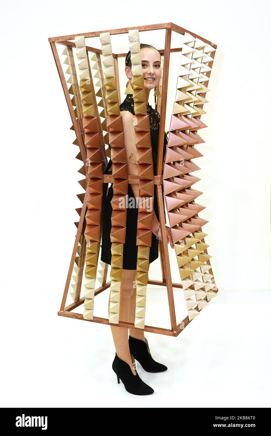 Model and designer, Rose Carrick presents her creation titled ‘Ancient ...