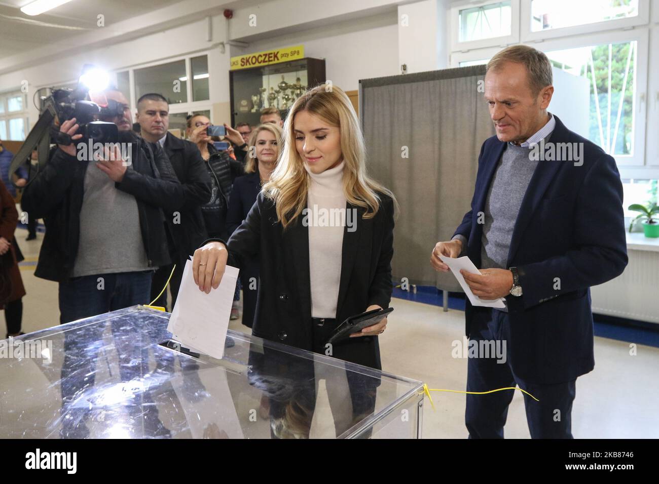 President of the European Council Donald Tusk voting in the Polish ...