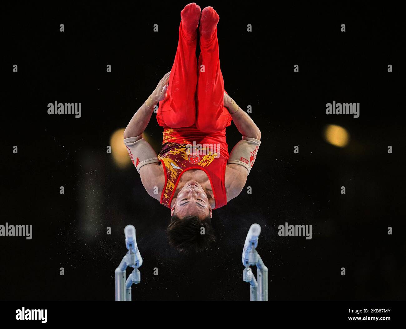 Wei Sun of China during parallel bars for men at the 49th FIG Artistic ...