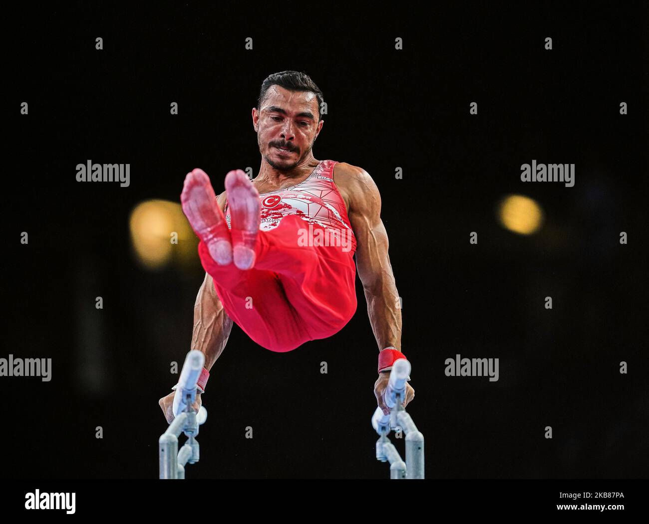 Ferhat Arican of Turkey during parallel bars for men at the 49th FIG ...