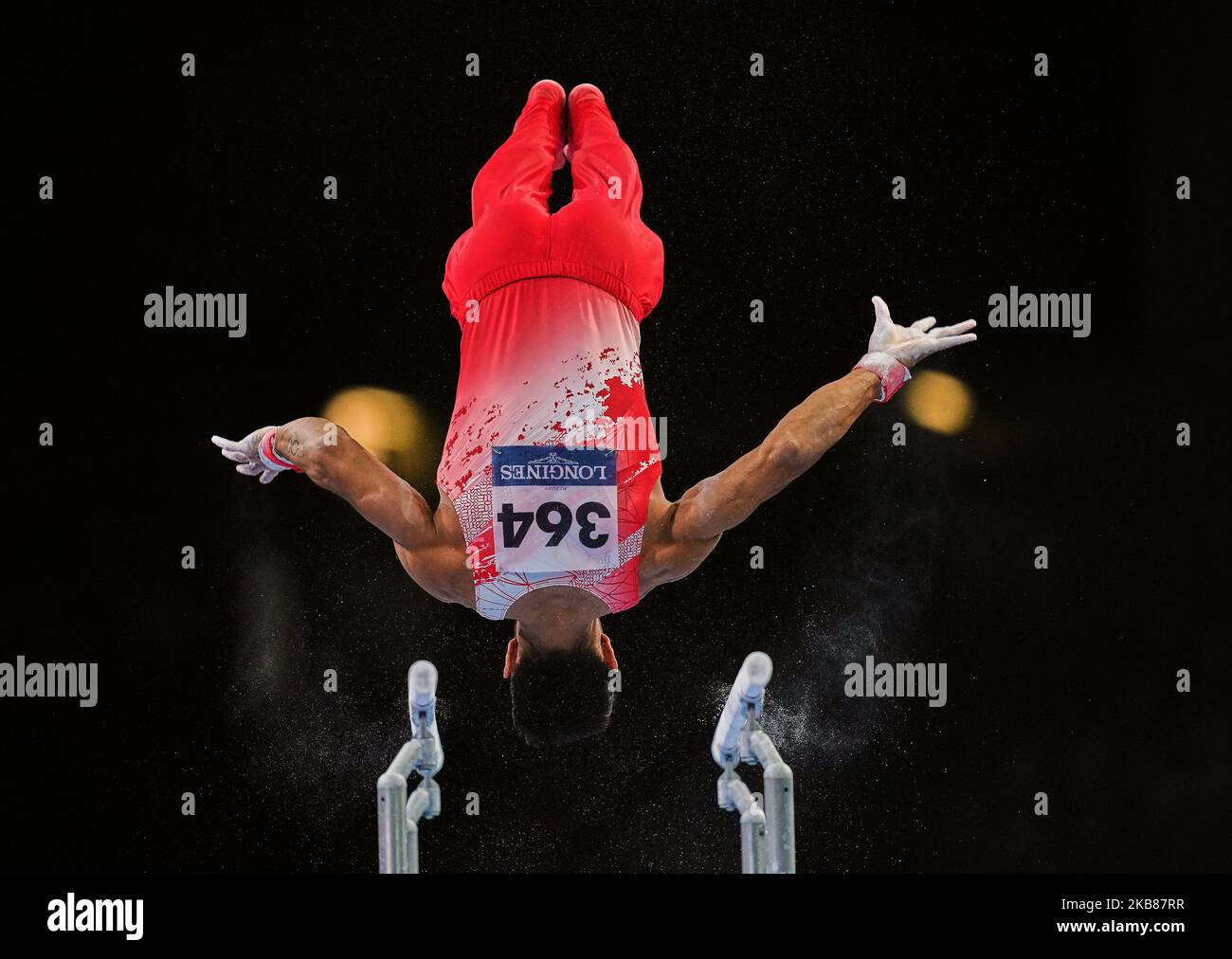 Ferhat Arican of Turkey during parallel bars for men at the 49th FIG ...