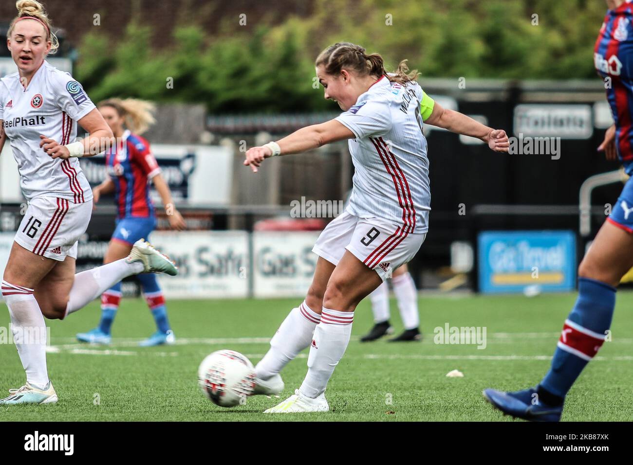 Katie Wilkinson of Sheffield United Women shooting during FA Women's ...