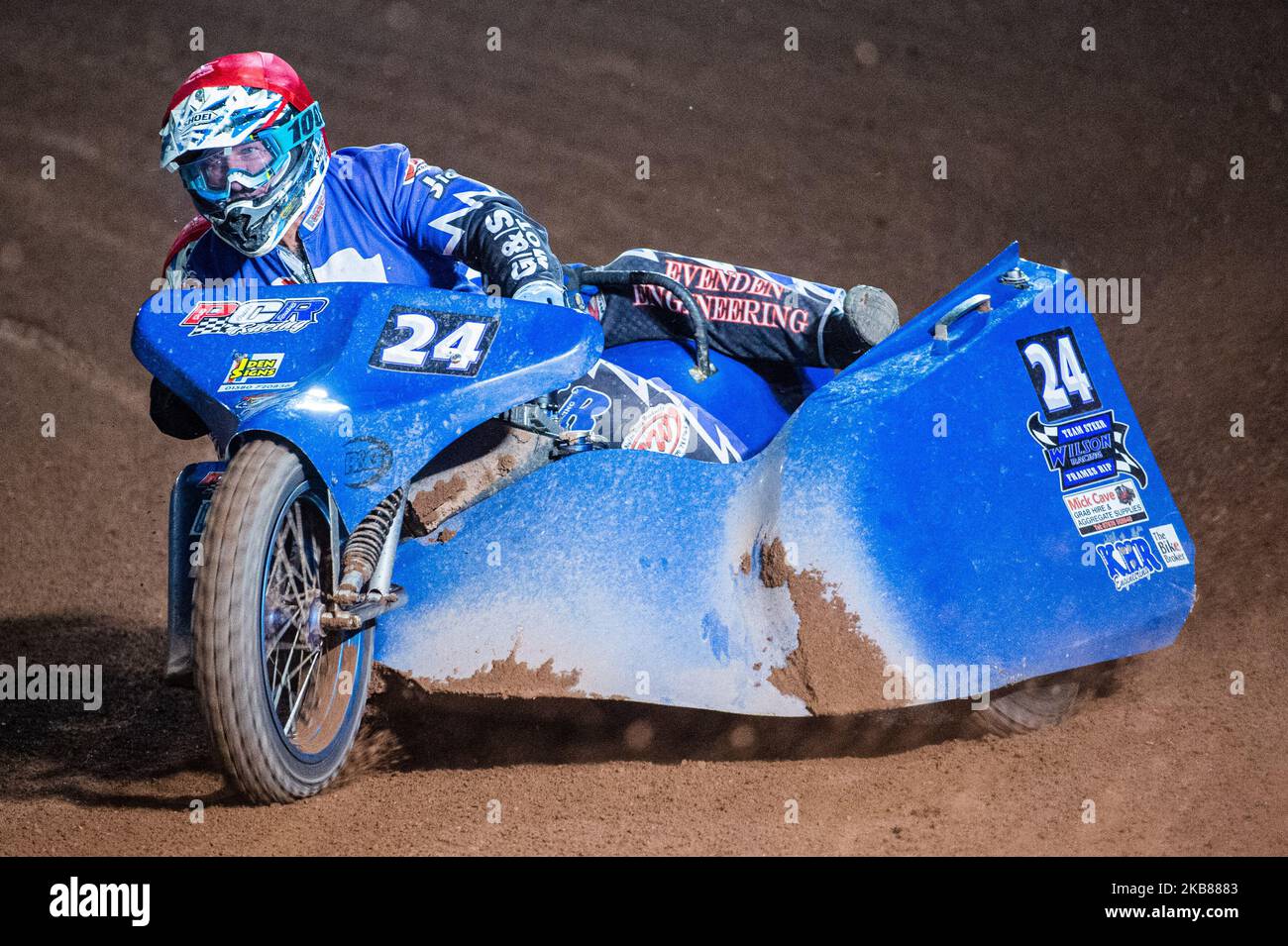 Rob Wilson & Terry Saunters (24) in action during the ACU Sidecar ...