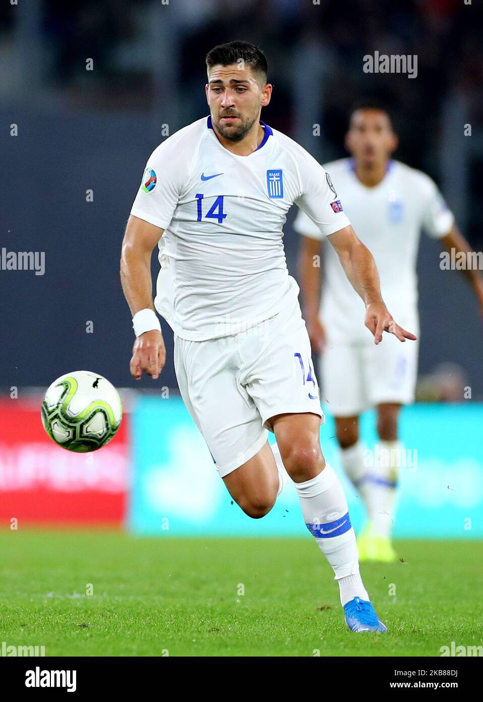 Anastasios Bakasetas of Greece during the Group J European Qualifiers ...