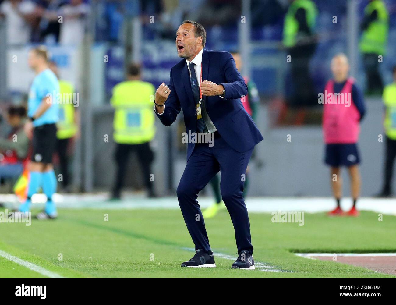 Greece manager John van 't Schip during the Group J European Qualifiers ...