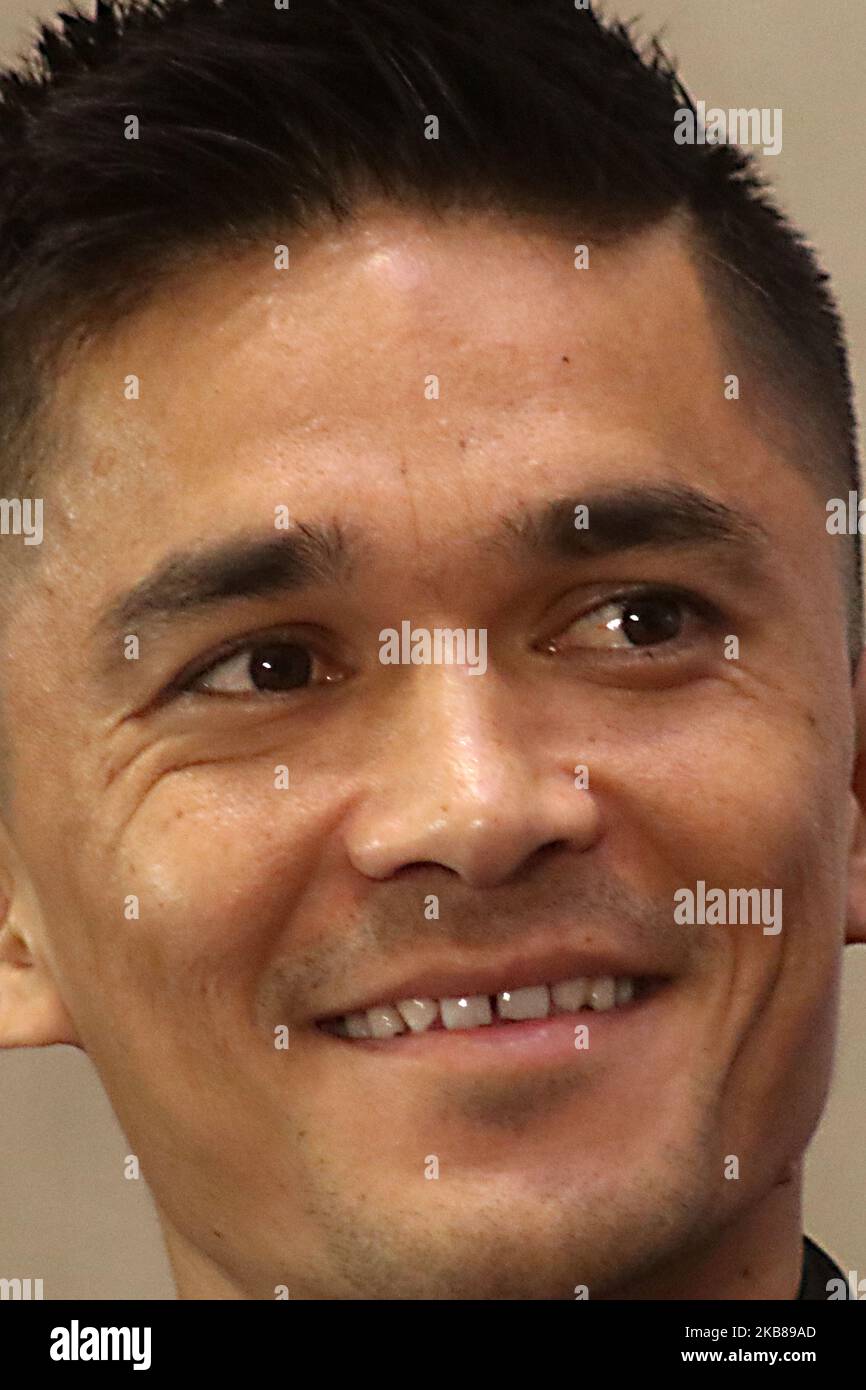 Indian football team Captain Sunil Chhetri at the meet the press for ...