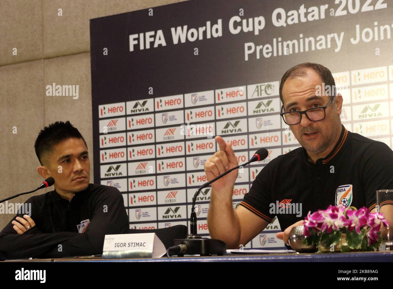 Indian football team Captain Sunil Chhetri and coach Igor Stimac at the ...