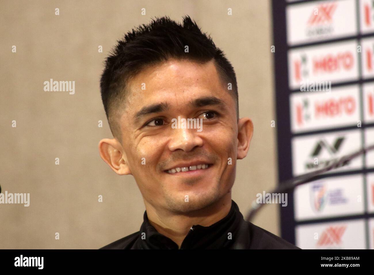 Indian football team Captain Sunil Chhetri at the meet the press for ...