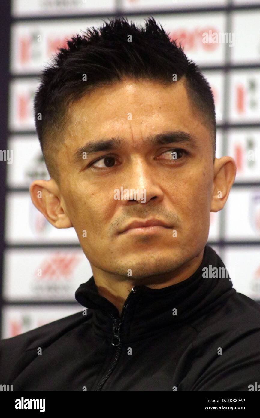 Indian football team Captain Sunil Chhetri at the meet the press for ...